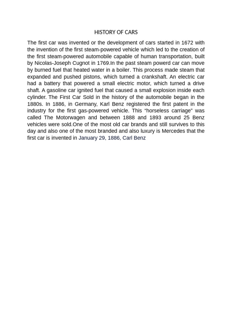 Evolution of Automobile History | PDF
