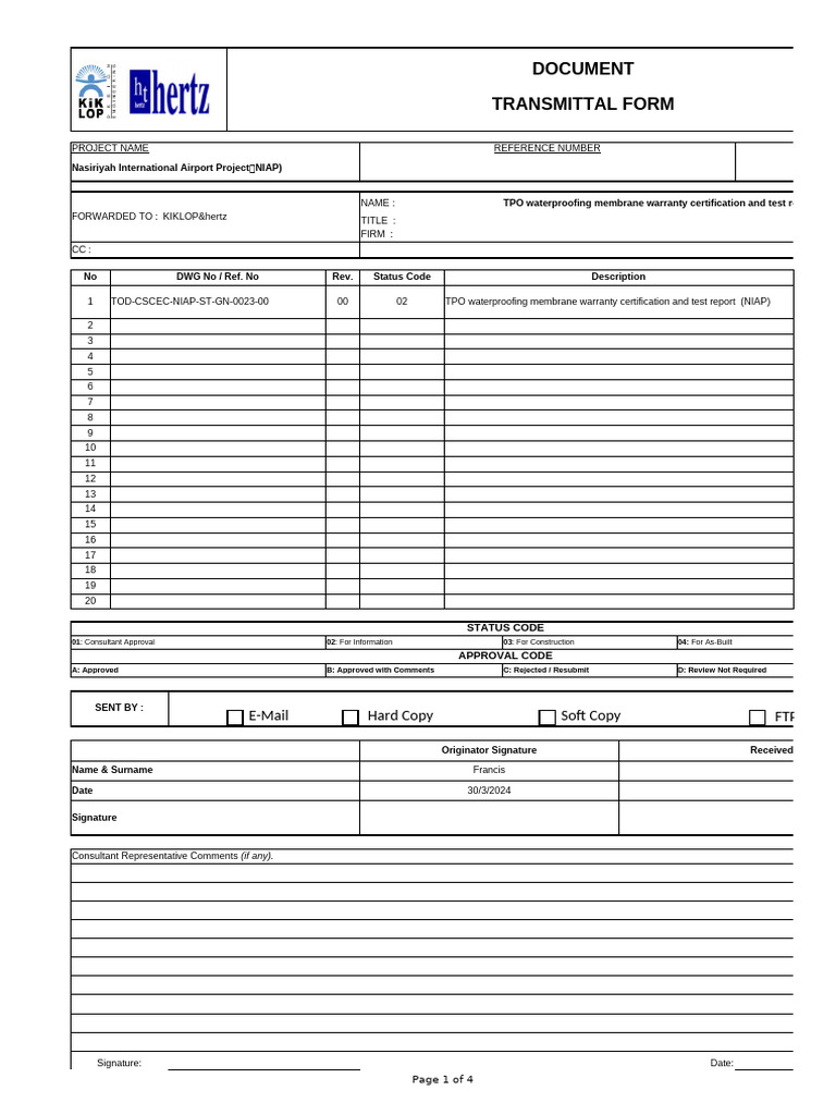 Transmittal Form | PDF