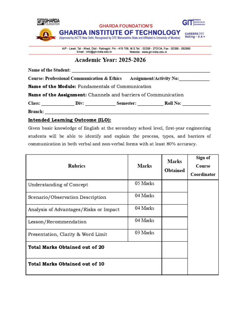 Second Assignment Signature Page Assignment F.E. 2025-26 | PDF ...