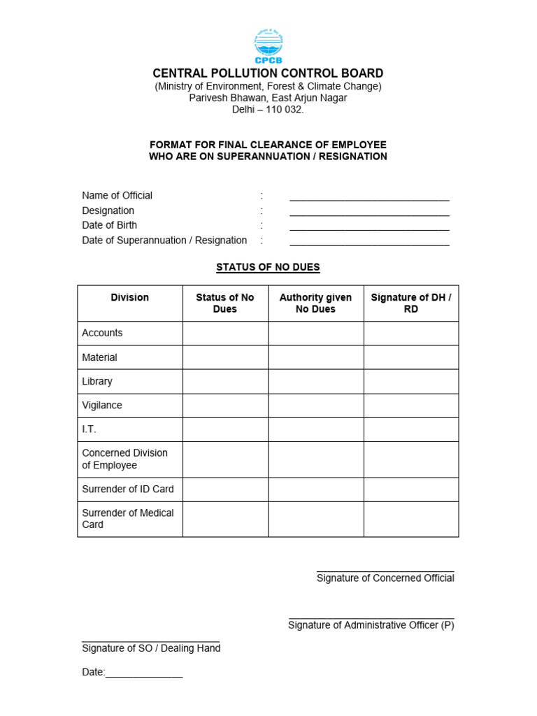 No Due Form | PDF
