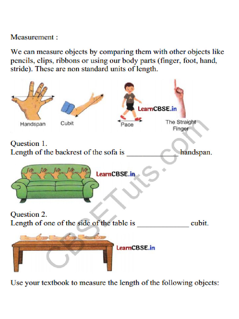 Joyful Mathematics Class 2 Worksheet Chapter 7 Ranis Gift Measurement 1 ...