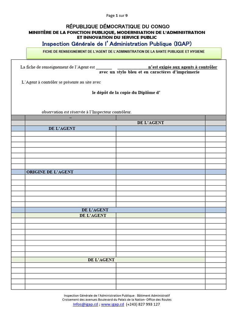 Fiche de Renseignement Agent Administratif | PDF