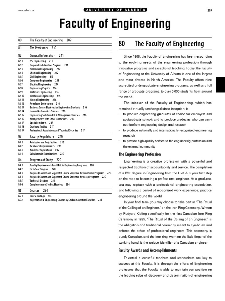 UAlberta - Engineering Course List | PDF | Biomedical Engineering | Engineering