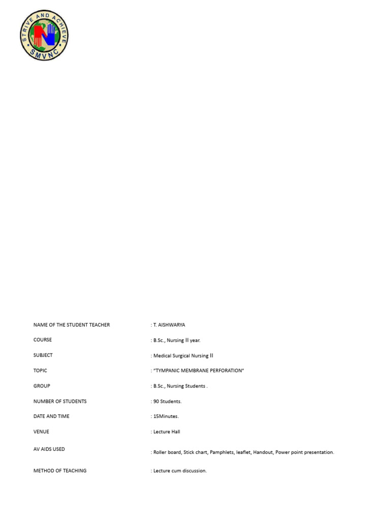 Tympanic Membrane Perforation 2nd Attempt | PDF | Ear | Medical Specialties