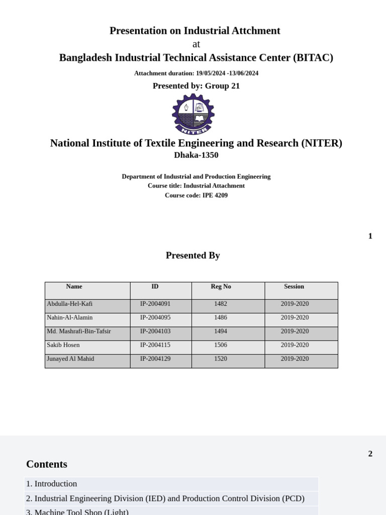 Industrial Attachment at BITAC 2024 | PDF | Engines | Machines
