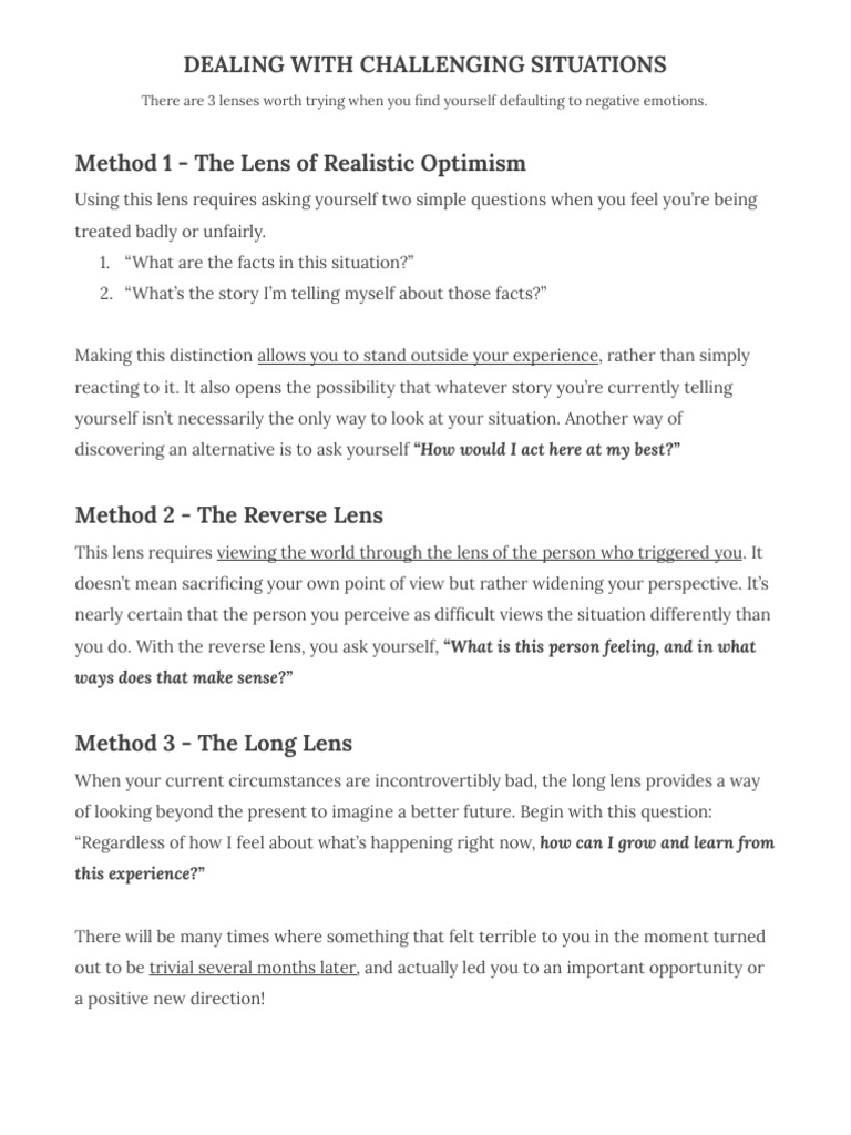 Dealing With Challenging Situations | PDF