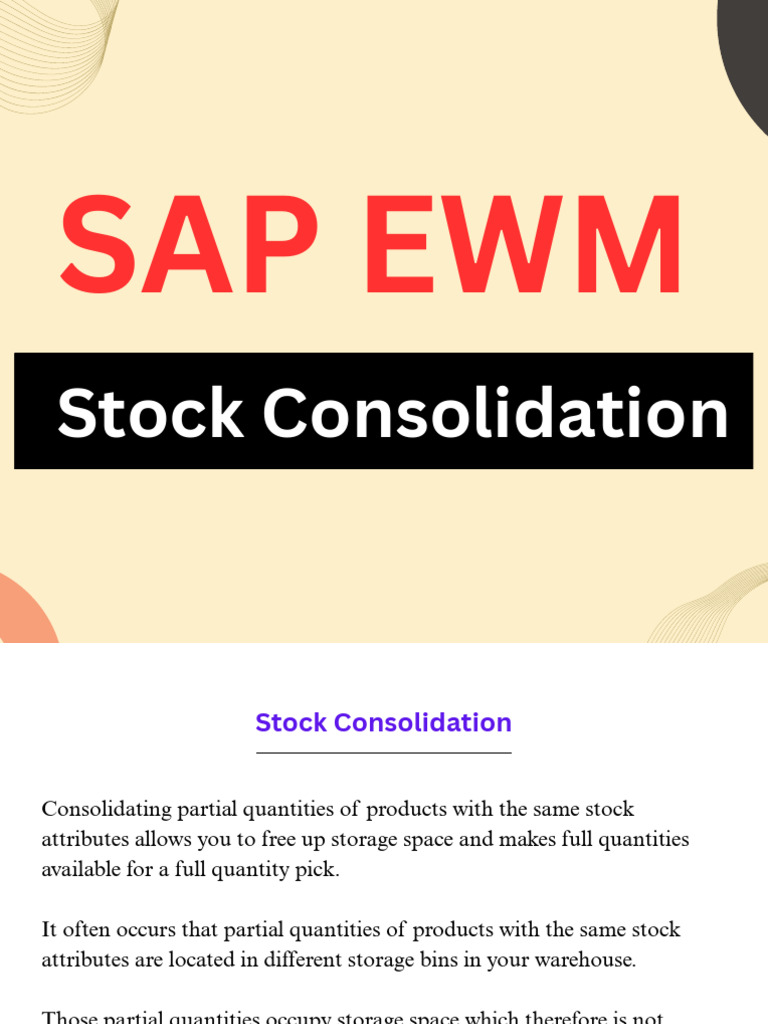 SAP EWM Stock Consolidation Guide | PDF | Warehouse | Stocks