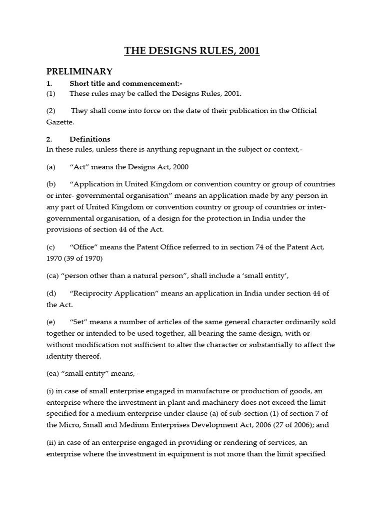 Designs Rules 2001 Overview | PDF | Affidavit