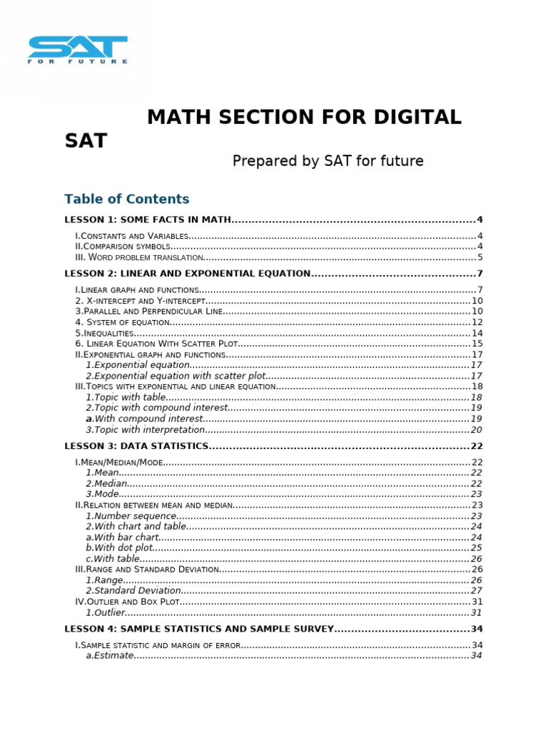 (SAT For Future) Math Section For Digital Sat | PDF | Fuel Economy In ...