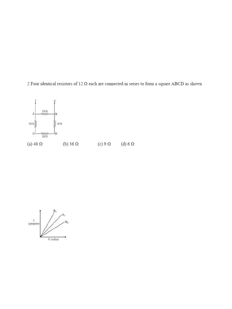 Electricity Mock Test with MCQs | PDF | Resistor | Electric Current