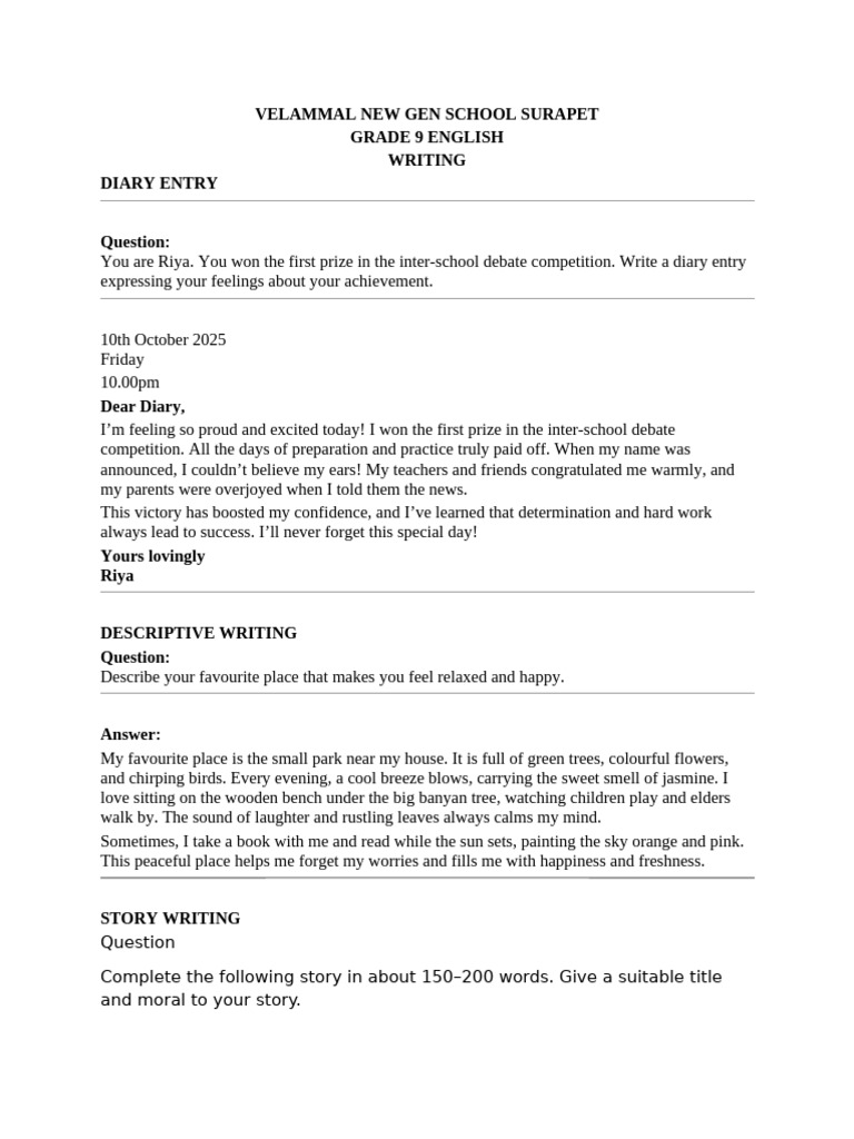 Grade 9 English Writing Exercises | PDF | Poetry | Rhyme