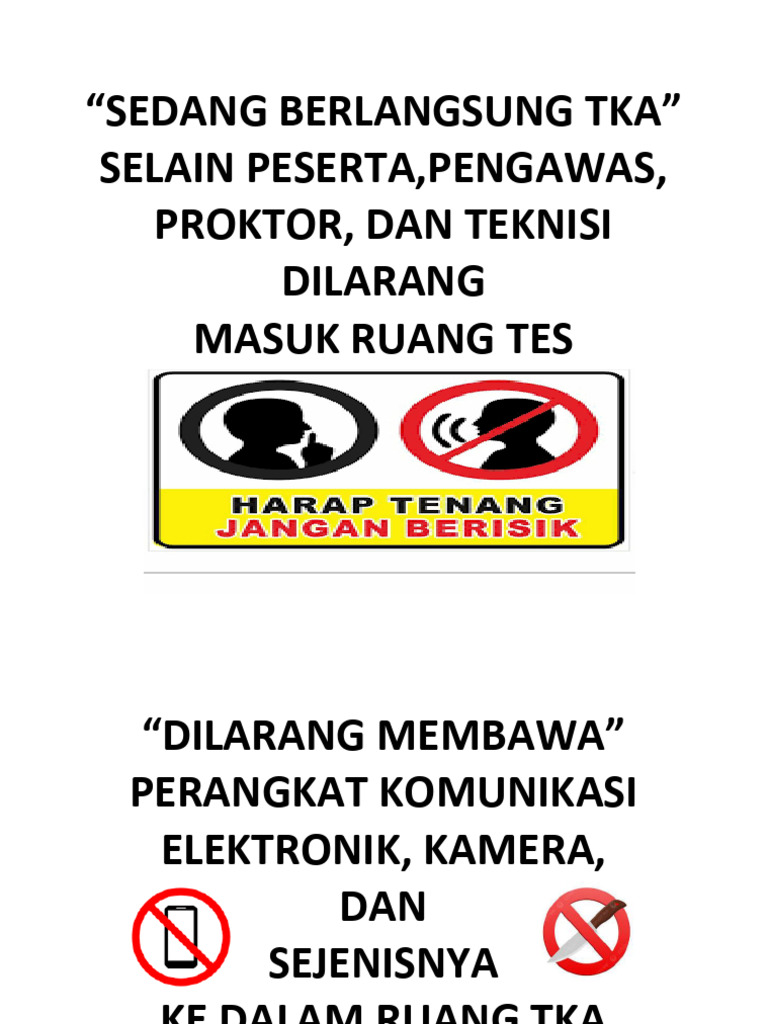 Aturan Masuk Ruang TKA | PDF