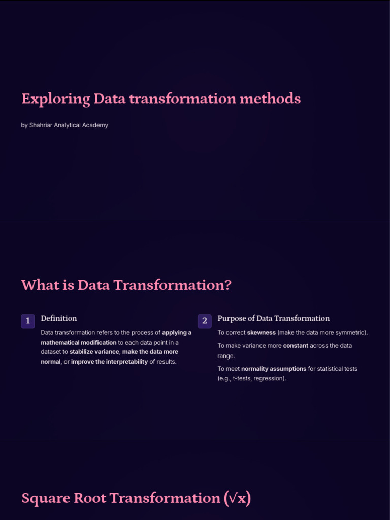 Data Transformation Methods Explained | PDF | Skewness | Statistics
