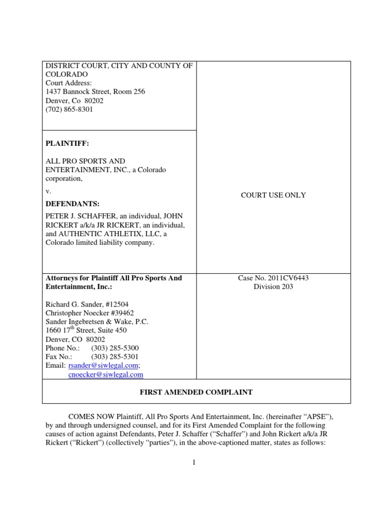 Apse First Amended Complaint | PDF | Trade Secret | Board Of Directors