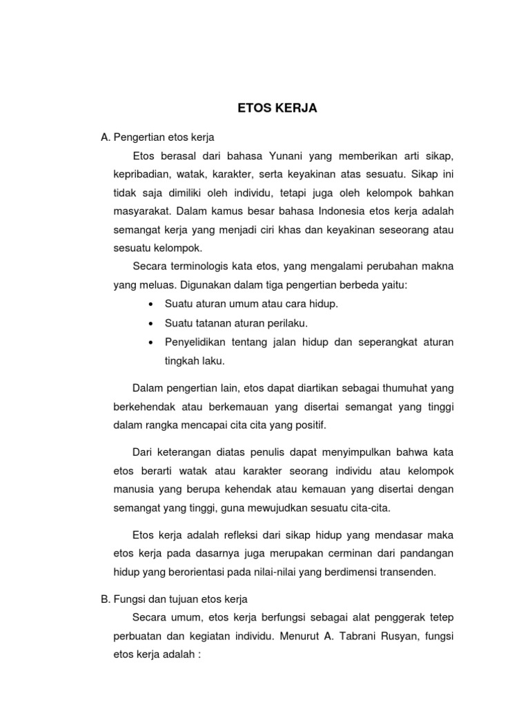 ETOS KERJA Makalah | PDF