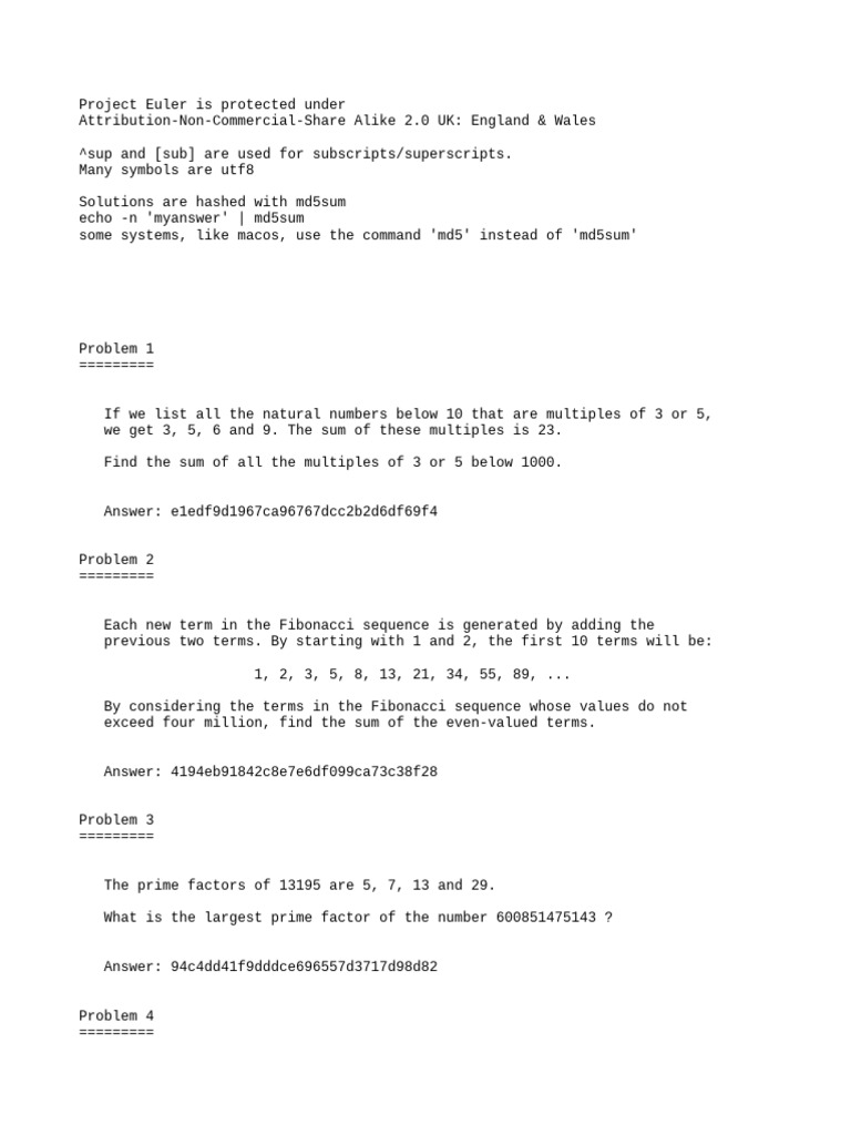 Project Euler Problems | PDF | Prime Number | Numbers