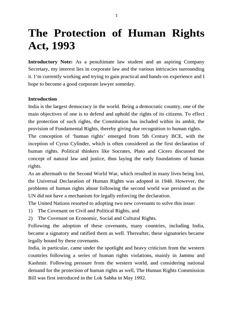 Overview of the Protection of Human Rights Act | PDF | Human Rights ...