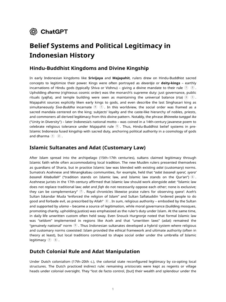 Indonesian Political Legitimacy History | PDF