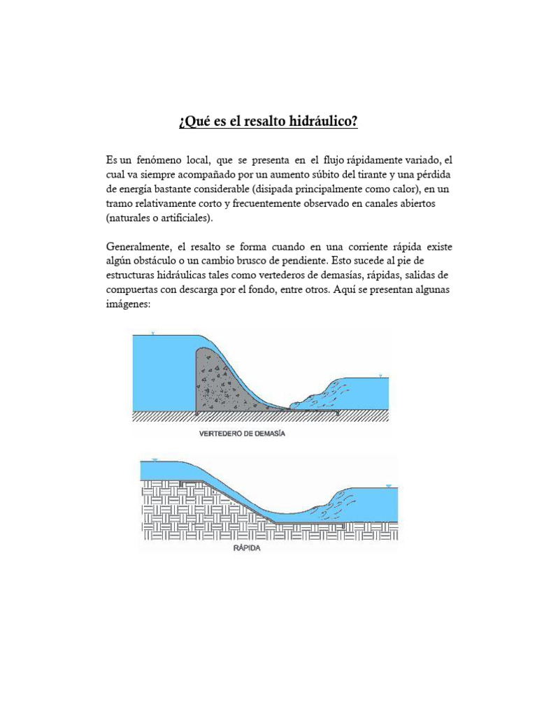 Tipos y características del resalto hidráulico | PDF | Fenomeno fisico ...
