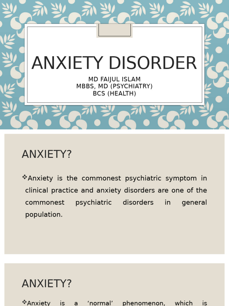 Understanding Anxiety Disorders and Symptoms | PDF | Anxiety | Anxiety ...