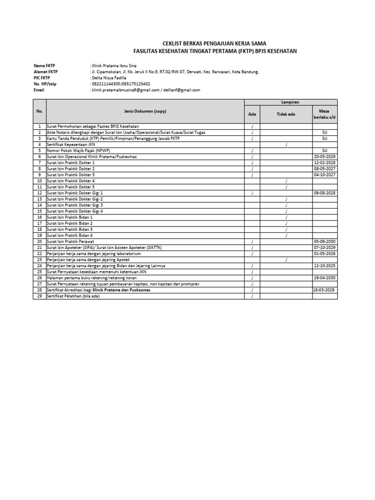 Checklist Persyaratan Kre-Rekredensialing | PDF
