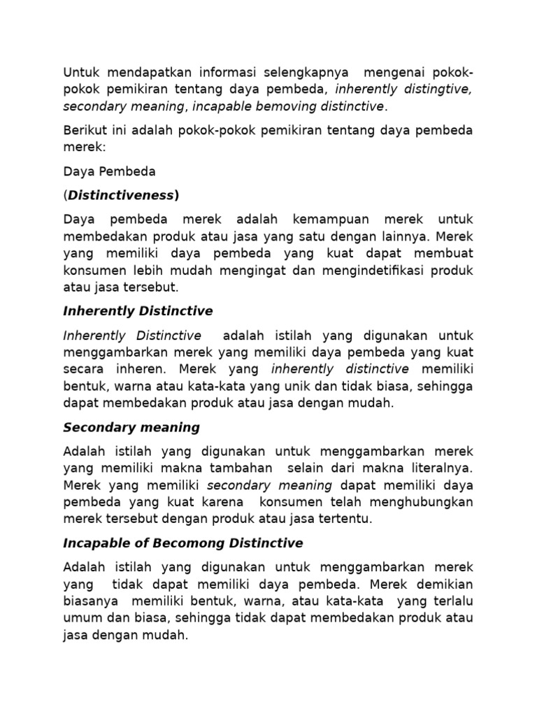 Daya Pembeda Merek dan Penggunaannya | PDF