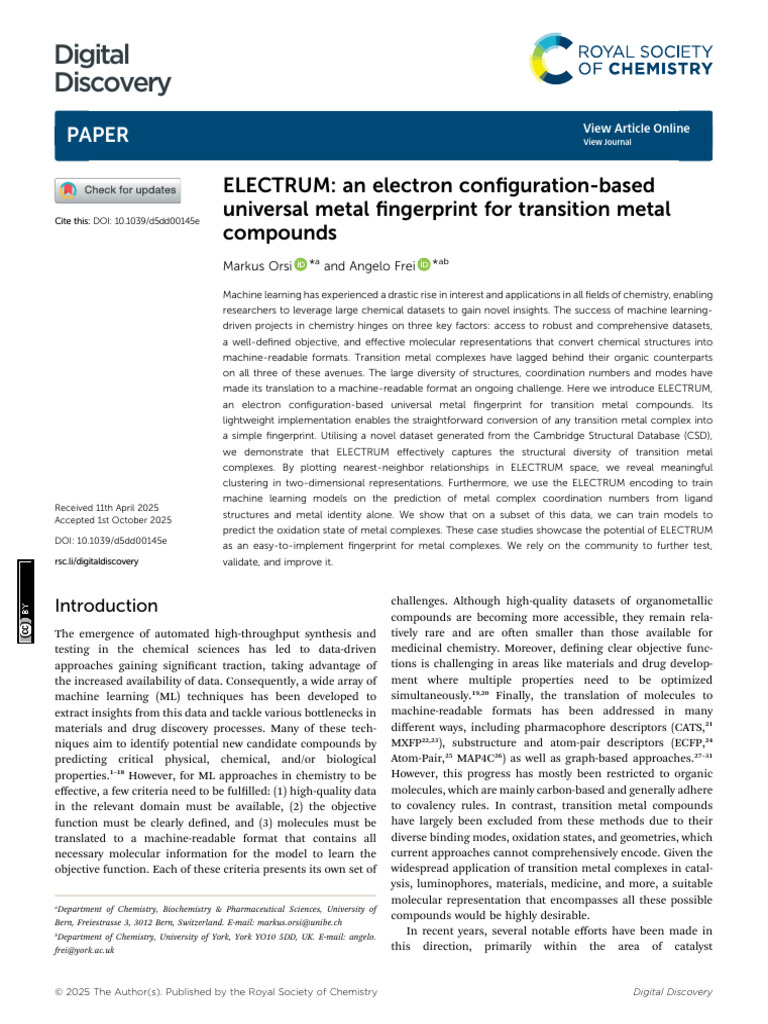 Digital Discovery: Paper | PDF | Coordination Complex | Ligand