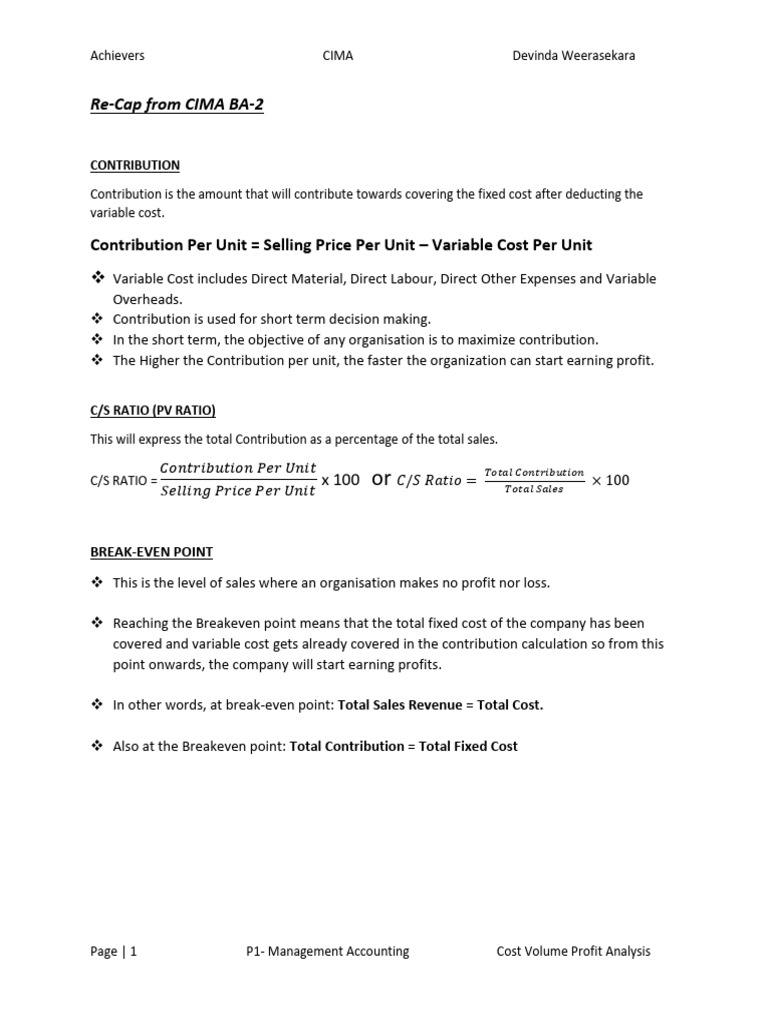 Cost Volume Profit Analysis Guide | PDF | Economics | Financial Accounting
