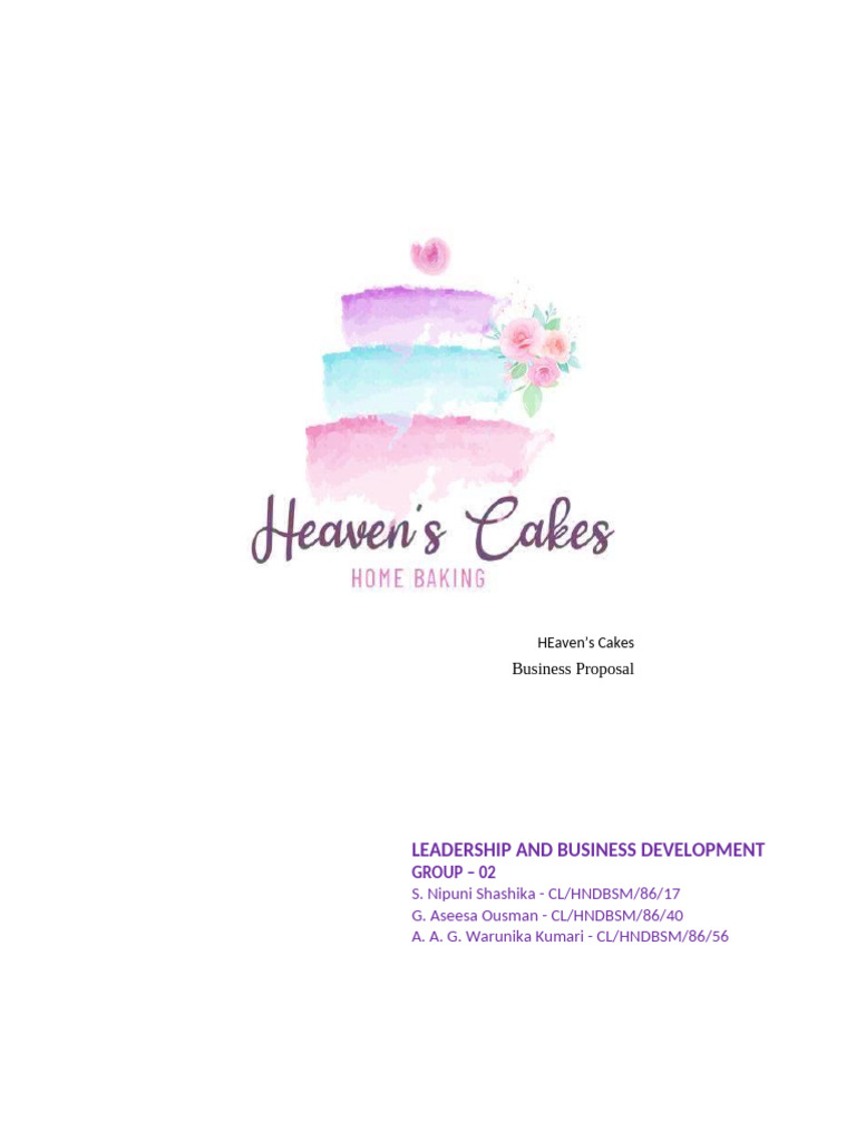 Heaven - S Cakes Business Proposal - Less Word Count 2000 | PDF | Cakes ...