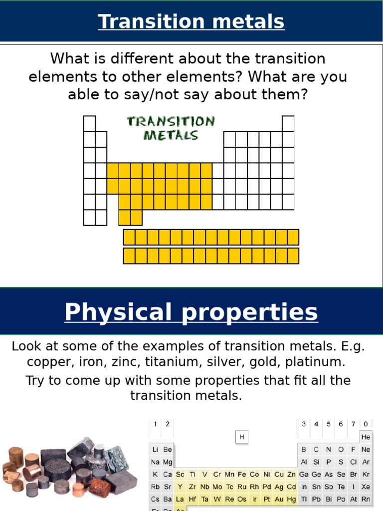 Properties and Uses of Transition Metals | PDF