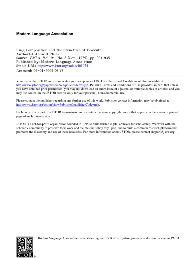 Structure of Beowulf | PDF | Beowulf | Oral Tradition