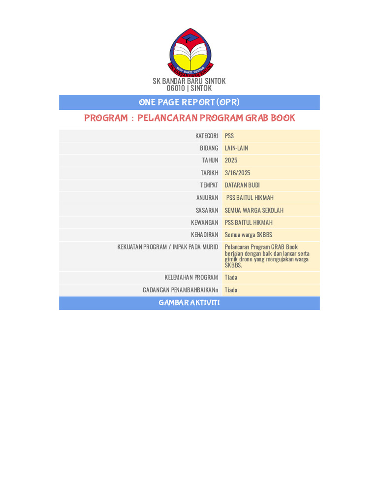 Pelancaran Program Grab Book SKBBS | PDF