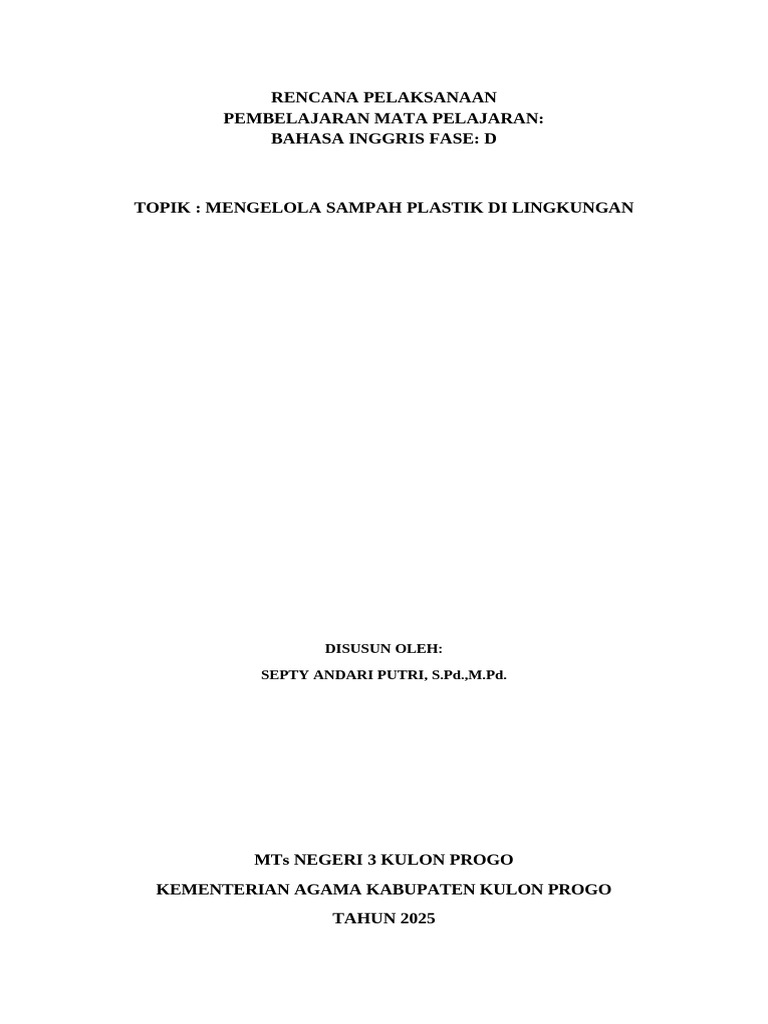 contoh-RPP Bing Teks Prosedur - GBI - KBC | PDF