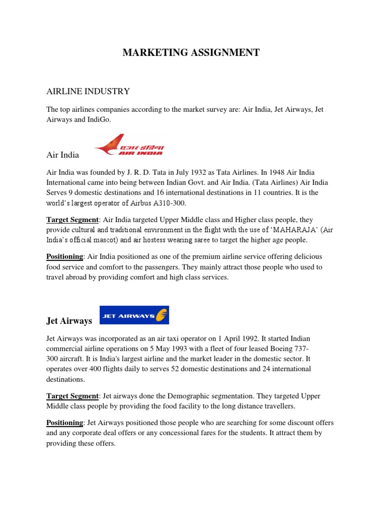 Marketing Assignment: Airline Industry | Download Free PDF | Airlines ...
