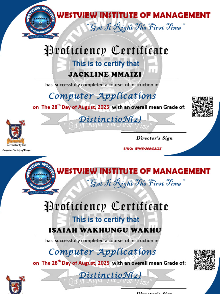 Proficiency Certificate: " Get It Right The First Time" | PDF