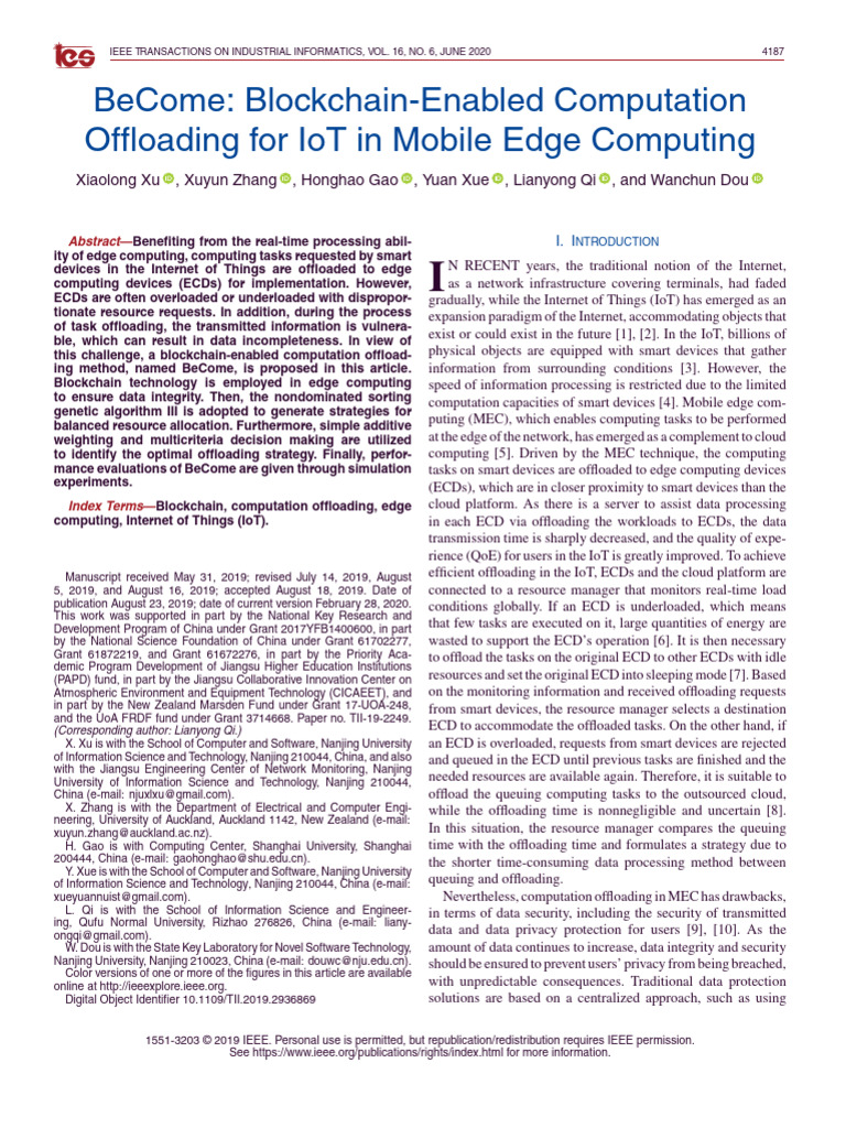 BeCome Blockchain-Enabled Computation Offloading For IoT in Mobile Edge Computing | PDF ...
