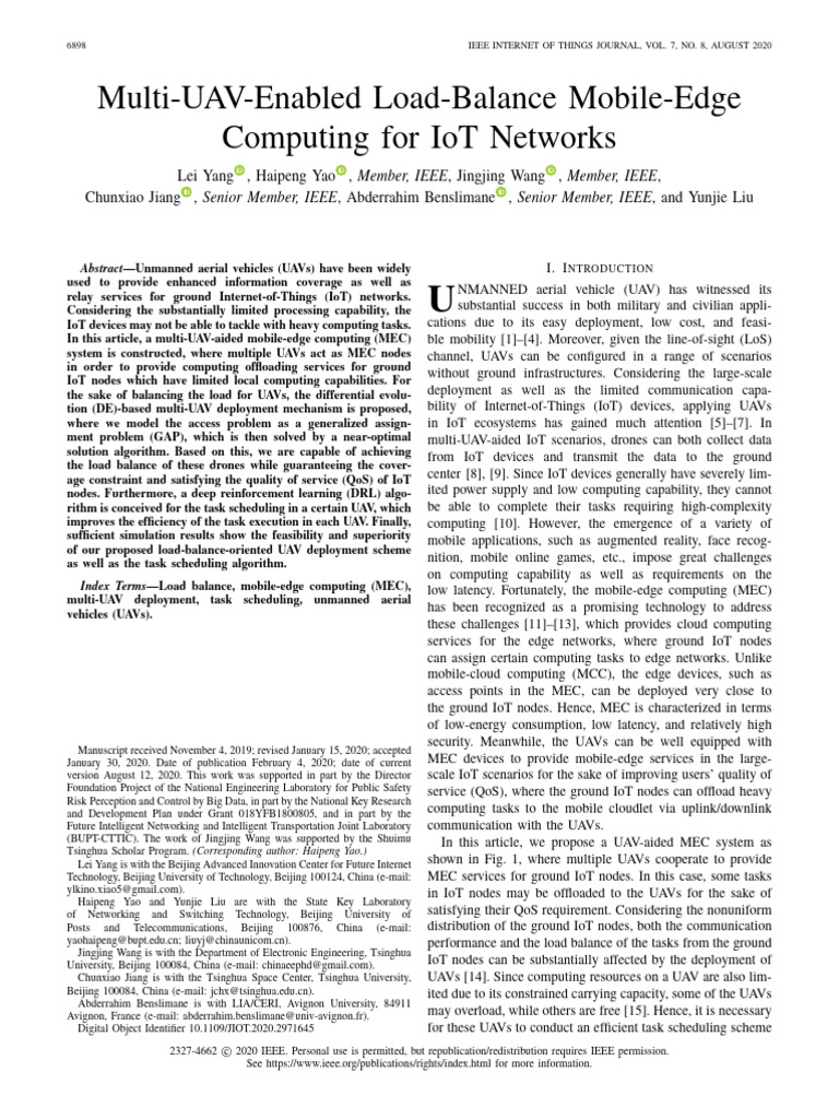 Multi-UAV-Enabled Load-Balance Mobile-Edge Computing For IoT Networks | PDF | Load Balancing ...