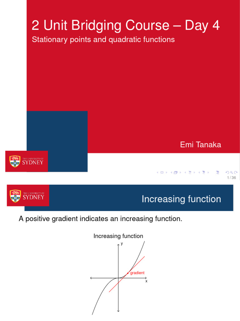 Quadratic Functions and Stationary Points | PDF | Function (Mathematics ...