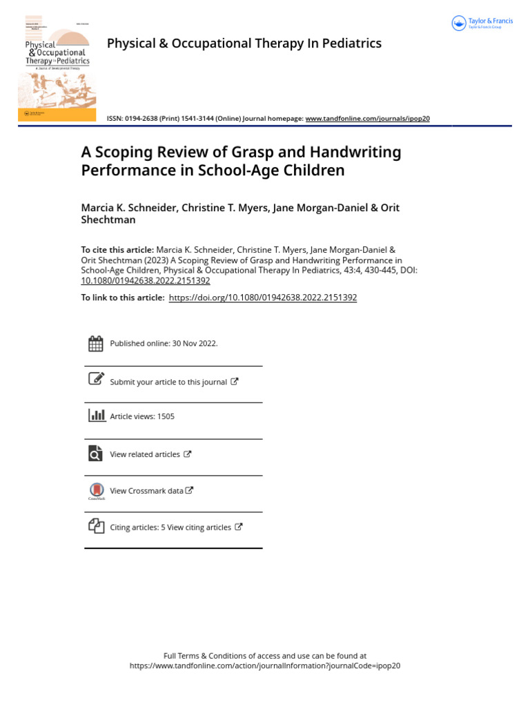 Grasp and Handwriting in Children | PDF | Systematic Review