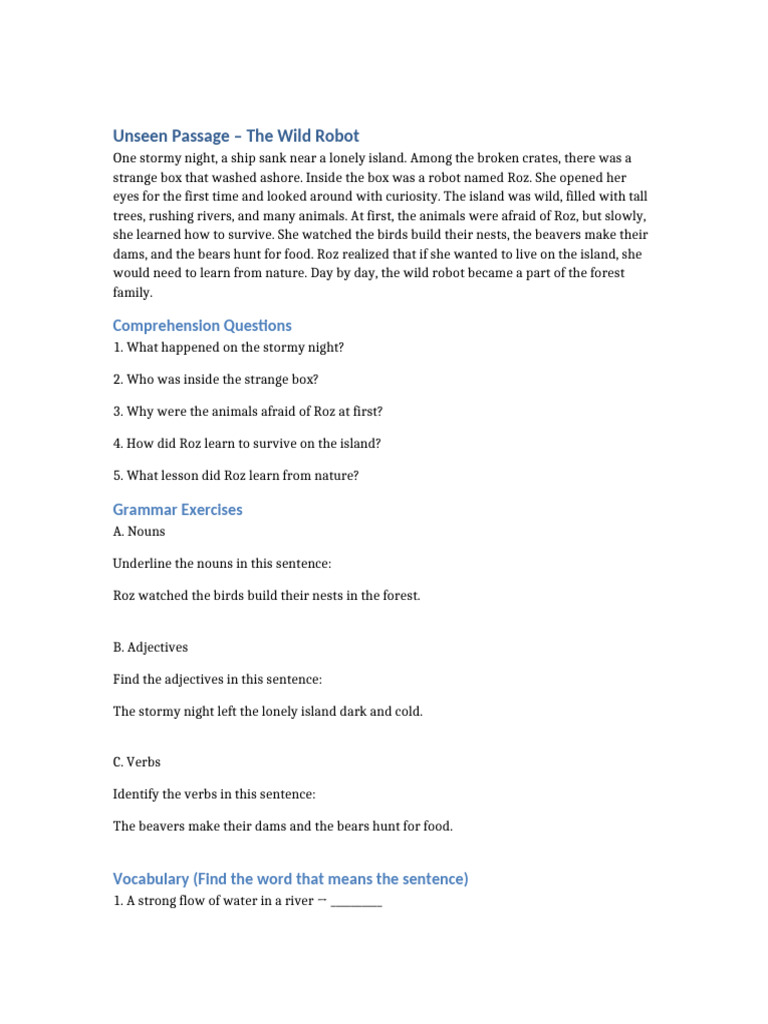 The Wild Robot: Survival and Nature Lessons | PDF