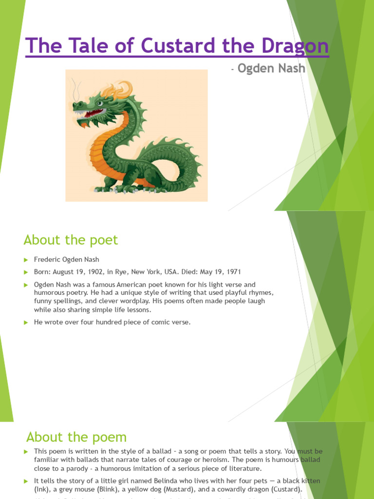 Custard the Cowardly Dragon Poem | PDF | Poetry