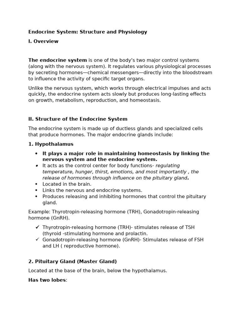 LECTURE On Endocrine System | PDF | Endocrine System | Hormone