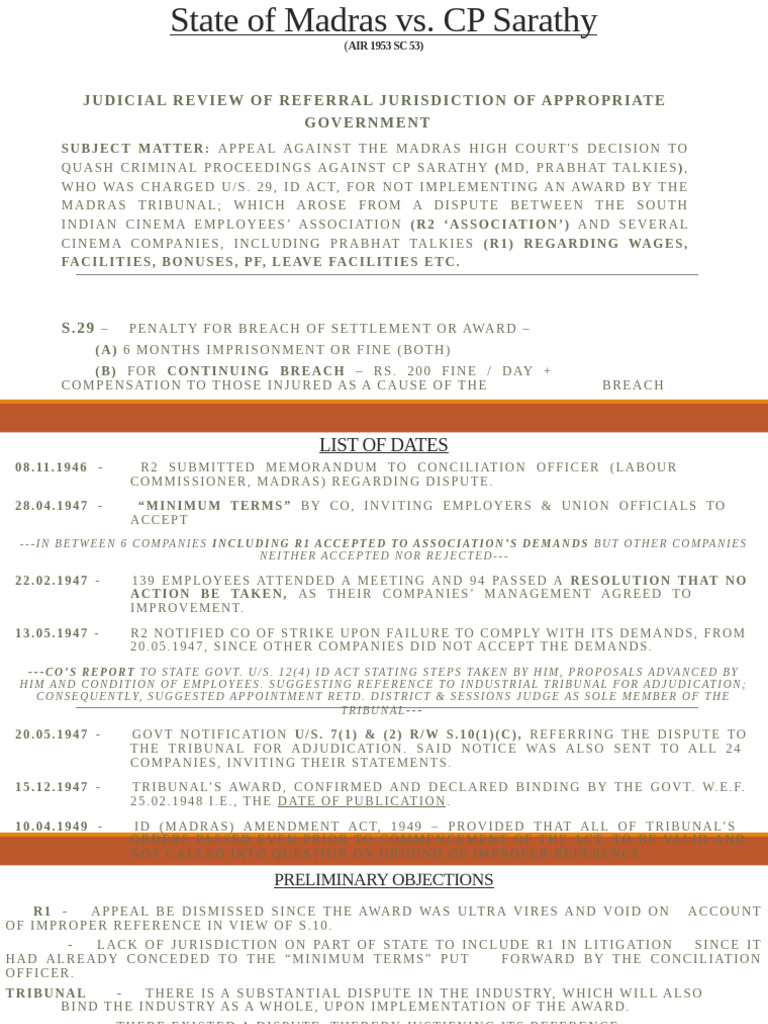 Madras State v. CP Sarathy Appeal Analysis | PDF | Justice | Crime ...