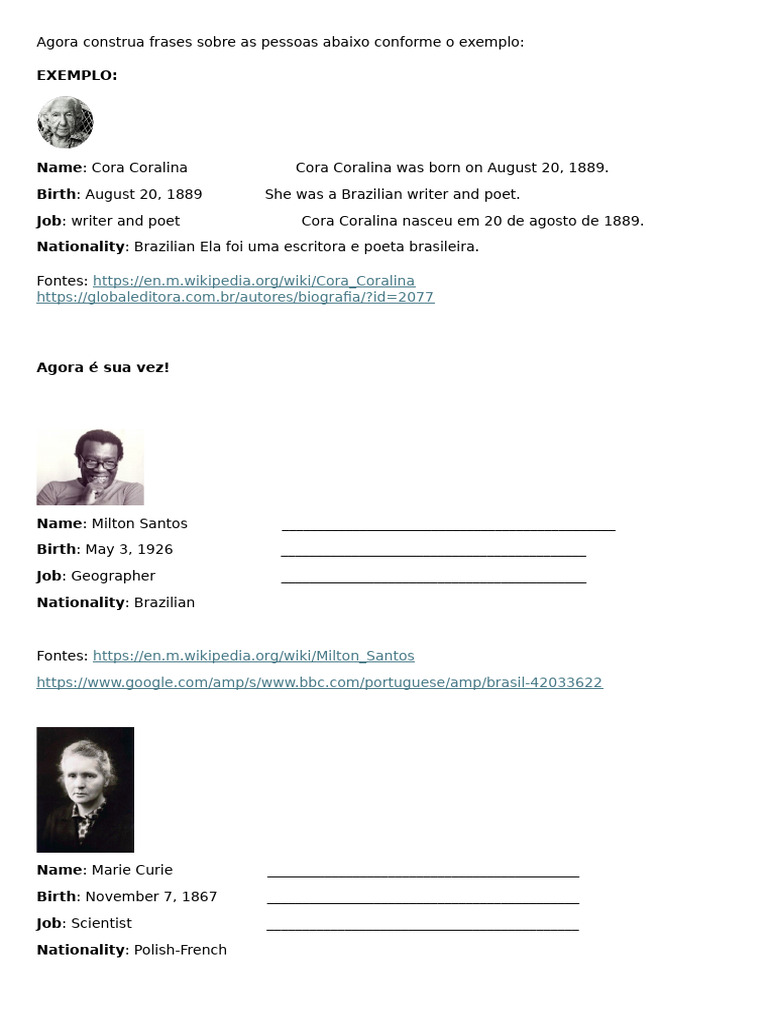 Atividade Simple Past To BE | PDF