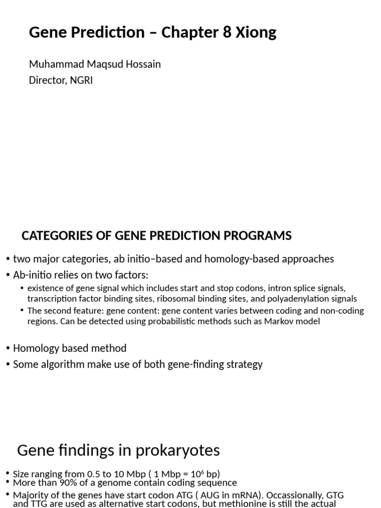 Gene Prediction Methods and Techniques | PDF | Sensitivity And ...