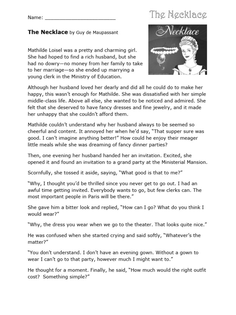 The Necklace by Guy de Maupassant | PDF