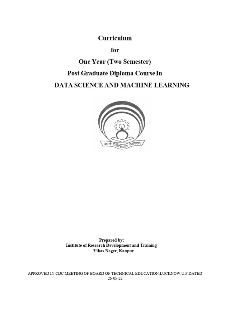 One Year P.G Diploma Course in Data Science and Machine Learning | PDF | Matrix (Mathematics ...