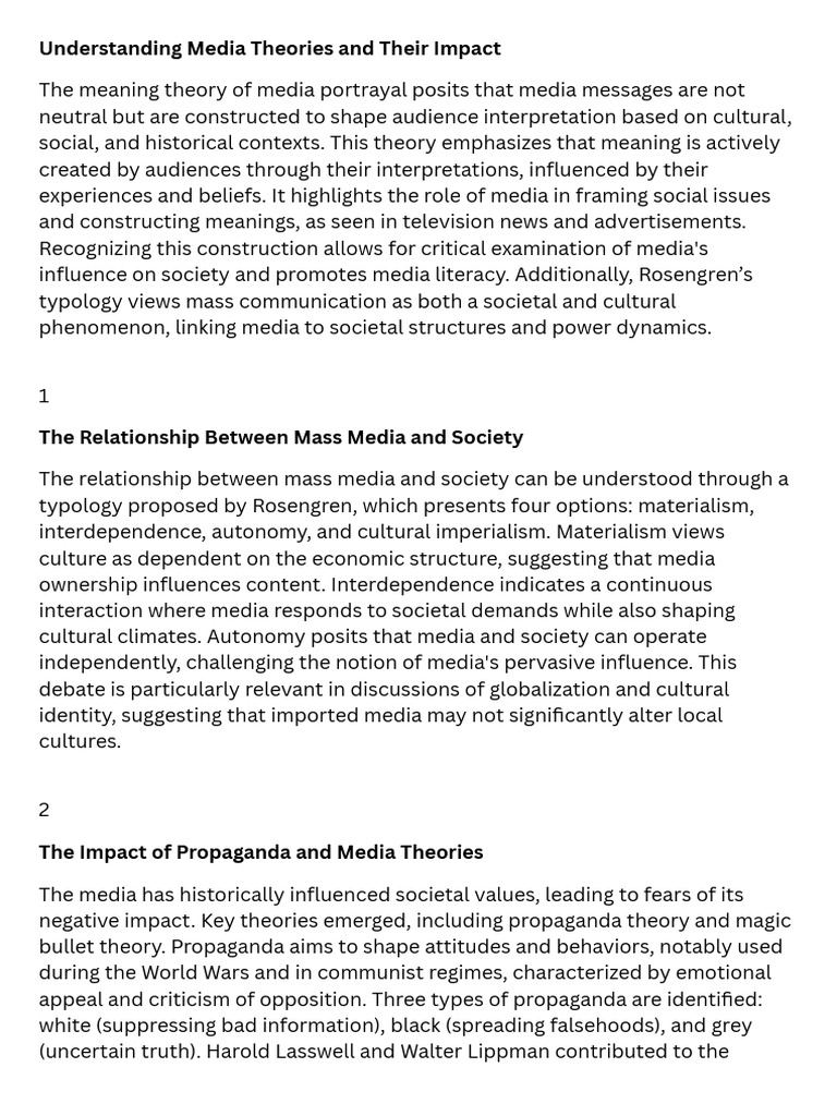 Media Theories and Their Societal Impact | PDF | Cultural Studies ...