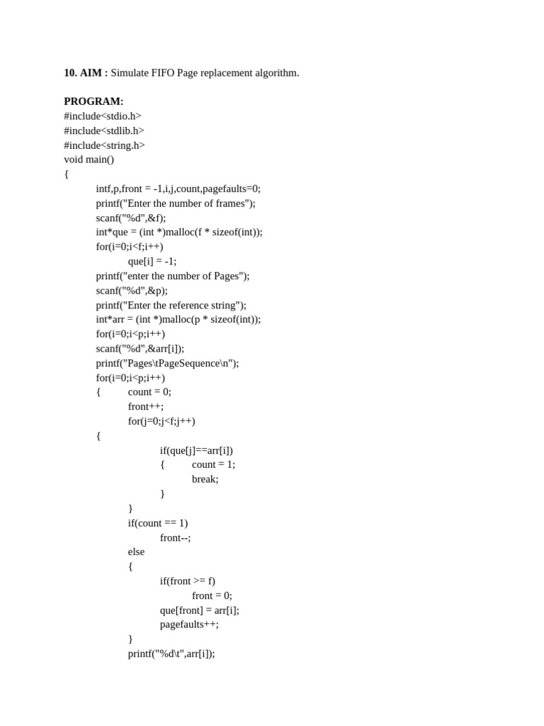 FIFO Page Replacement | PDF