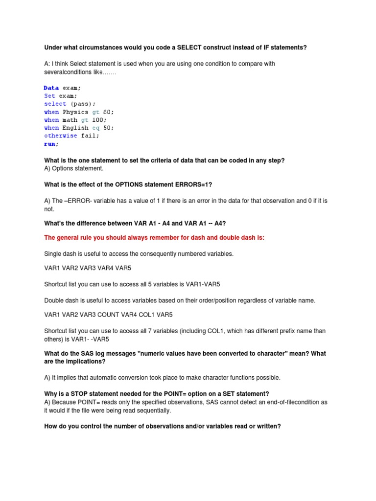 Sas Interview | PDF | Sas (Software) | String (Computer Science)